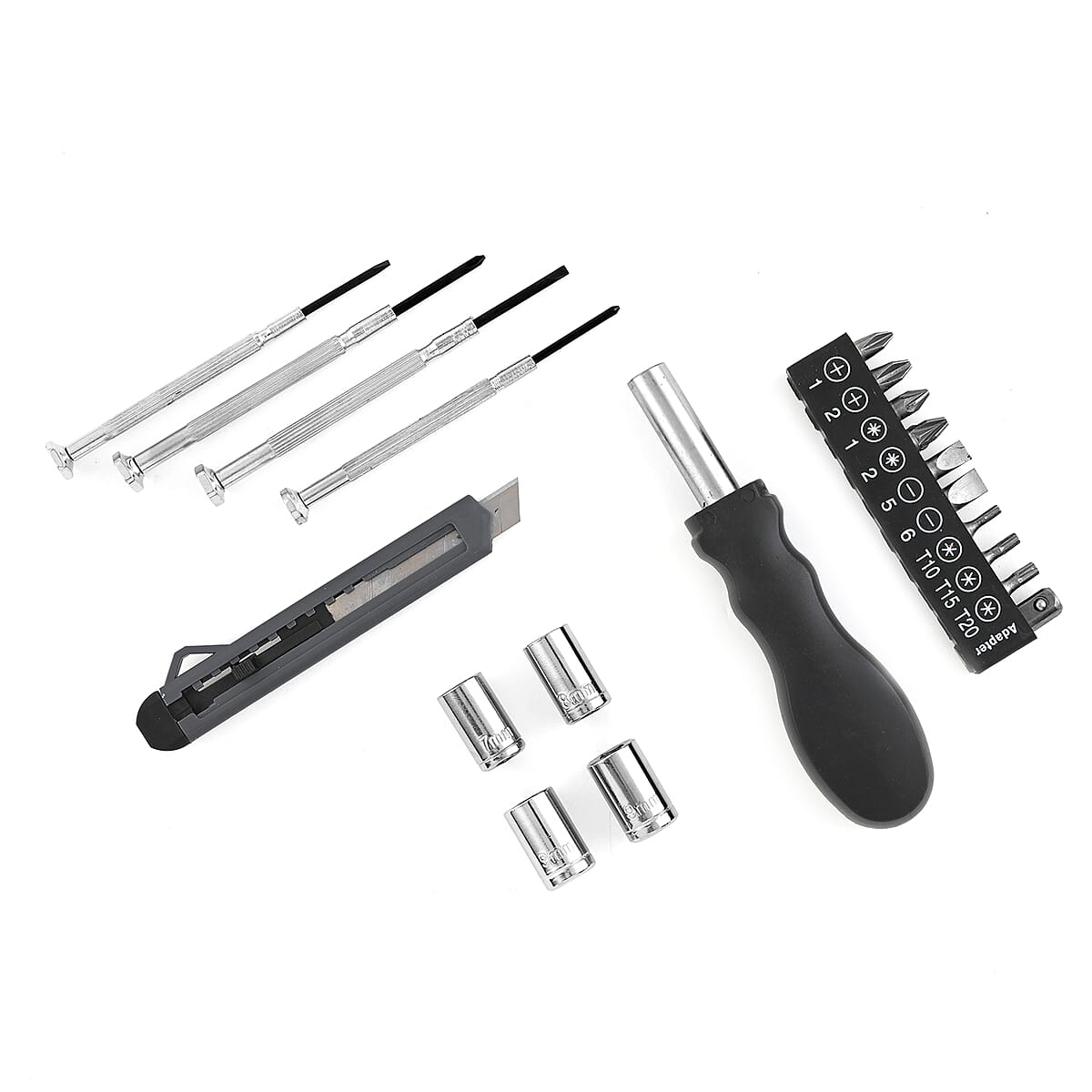 Buy Tire Shape Tool Set (1 Screwdriver Handle, 9 Bits, 1 Socket Adapter ...