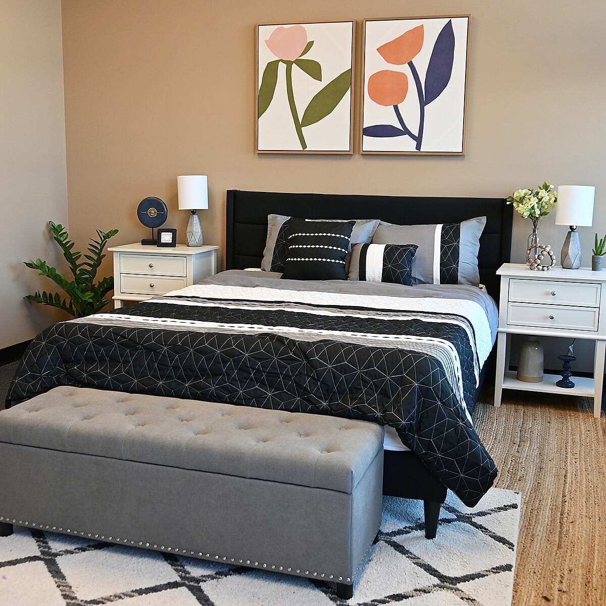 Buy DAHDOUL 5PC Prestige Navy and Gray Comforter Set -Queen at ShopLC.