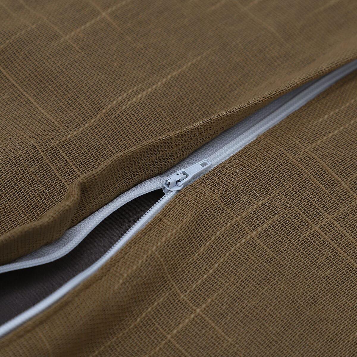 Buy Set of 2 Cappuccino & Light Brown Cotton Linen Solid Cushion Cover ...