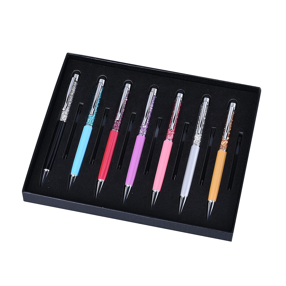 Buy Set of 7 Multi Color Acrylic Crystal 2 in 1 Ball Point Pen ...