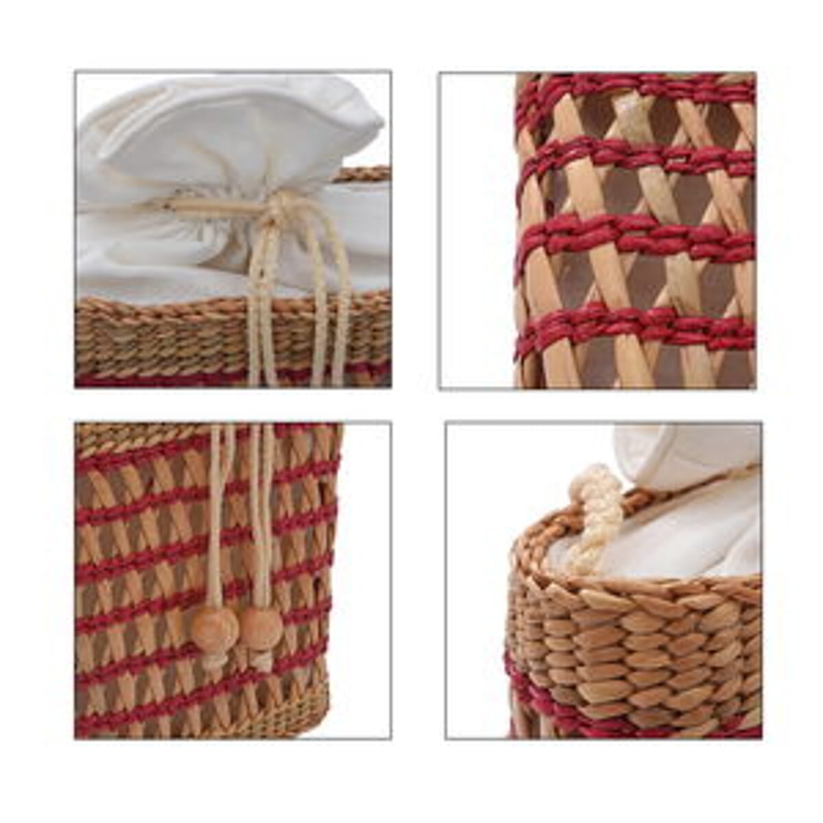 Buy Natural & Red Eco Friendly Reed Handwoven Shoulder Bag with Wooden ...