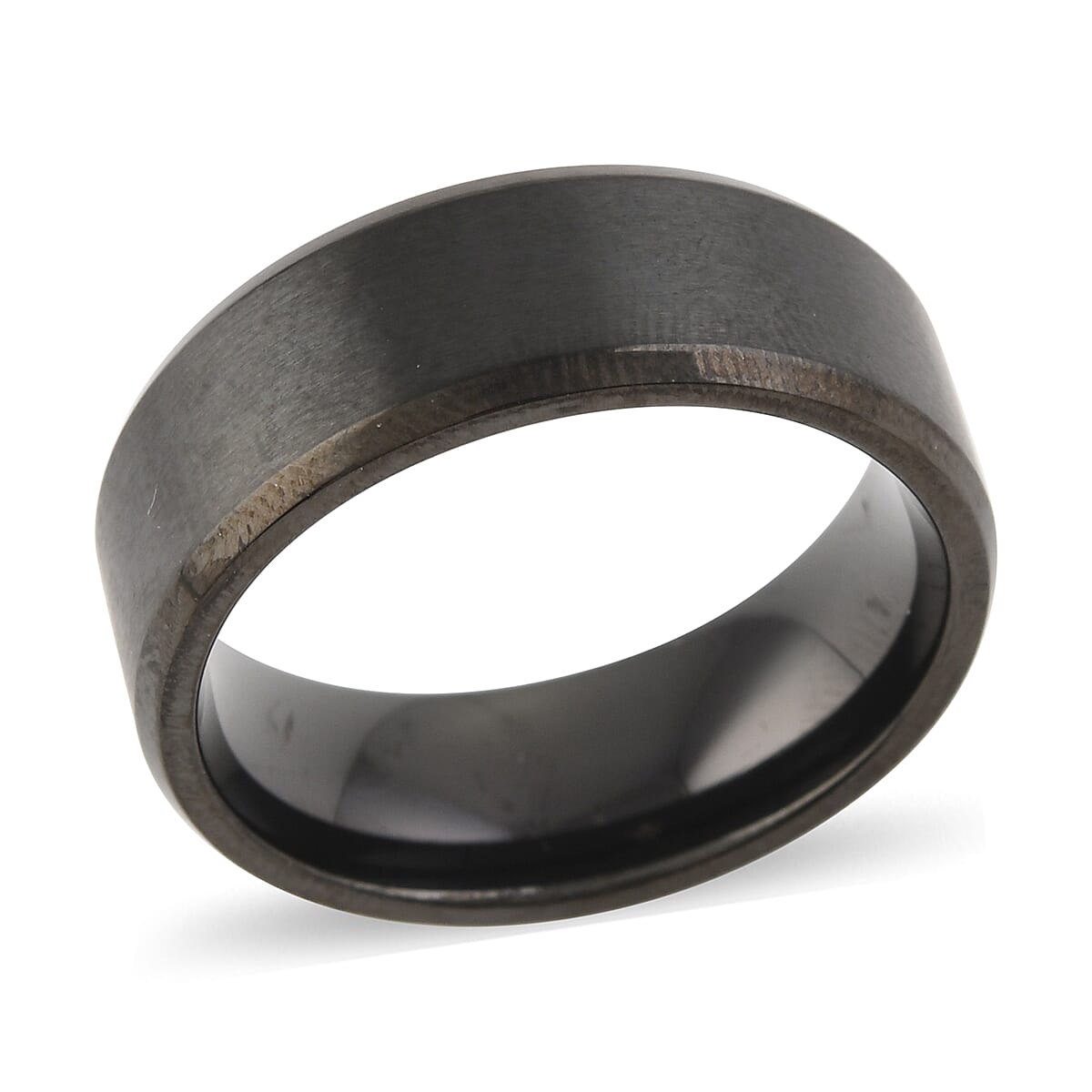 Buy BlackJack Men's Band Ring in ION Plated Black Stainless Steel (Size ...