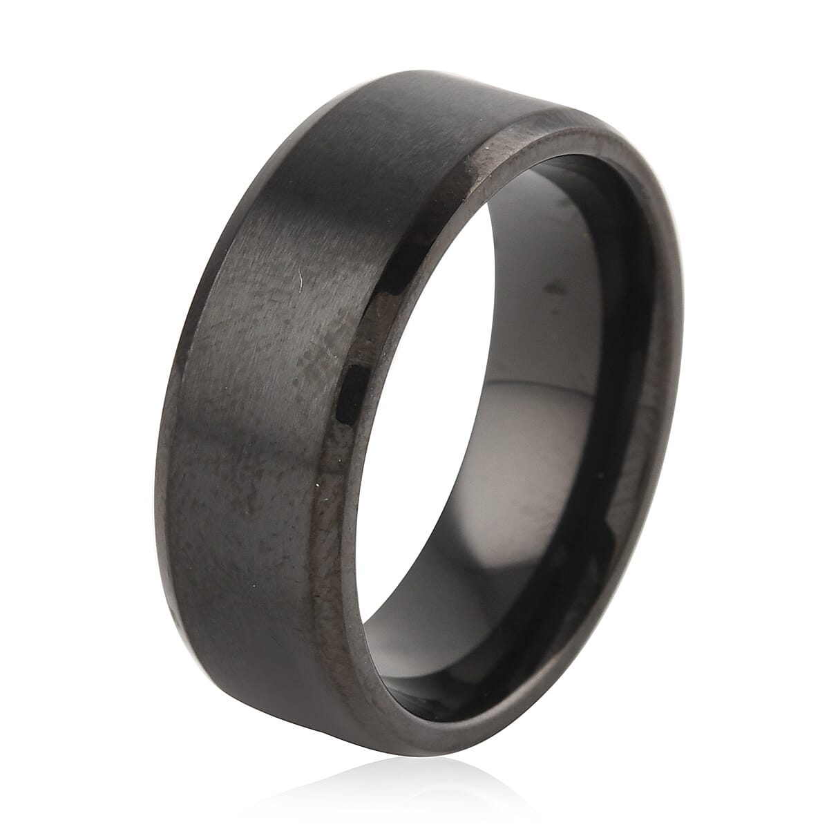 Buy BlackJack Men's Band Ring in ION Plated Black Stainless Steel (Size ...