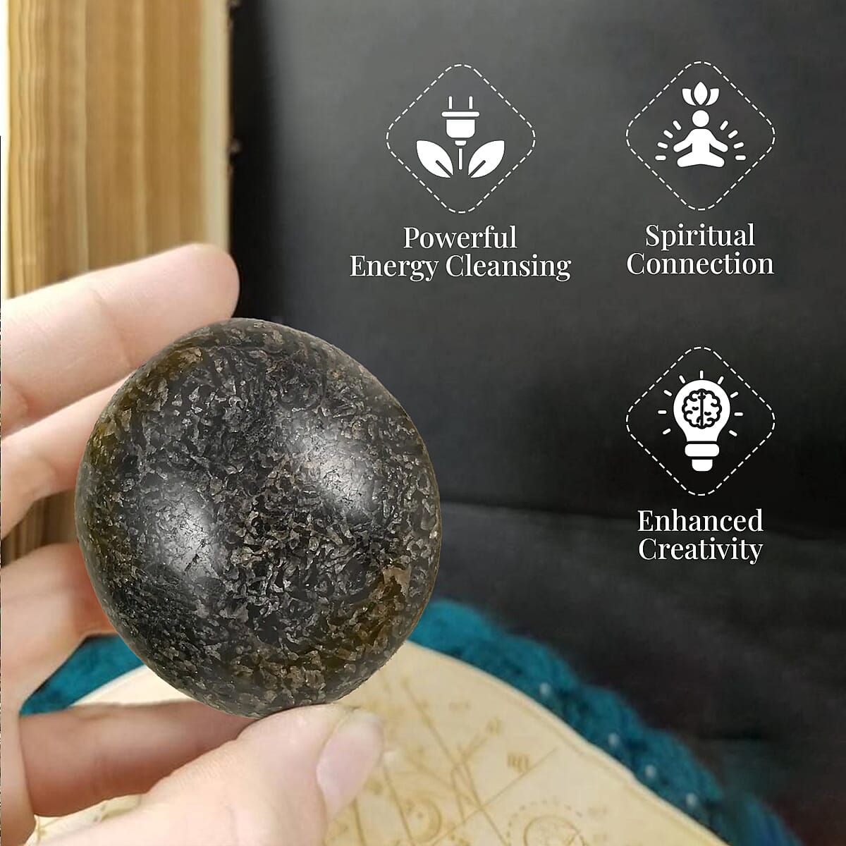 Buy Graphic Tourmaline Palm Stone M (Approx 458 ctw) at ShopLC.