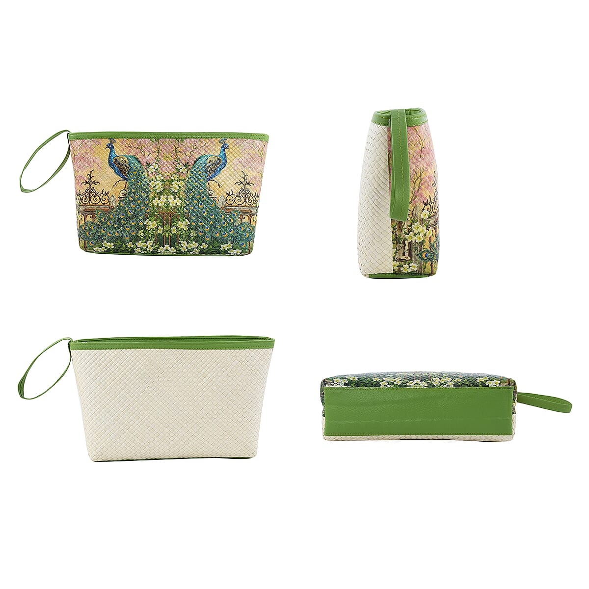 Buy Handmade Nature Color Peacock Pattern Pandan Woven Coin Pouch ...