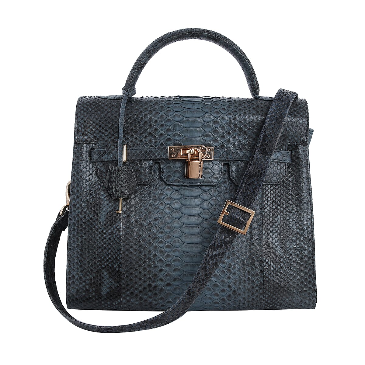 Buy The Grand Pelle Handcrafted Dark Gray Genuine Python Leather Tote ...