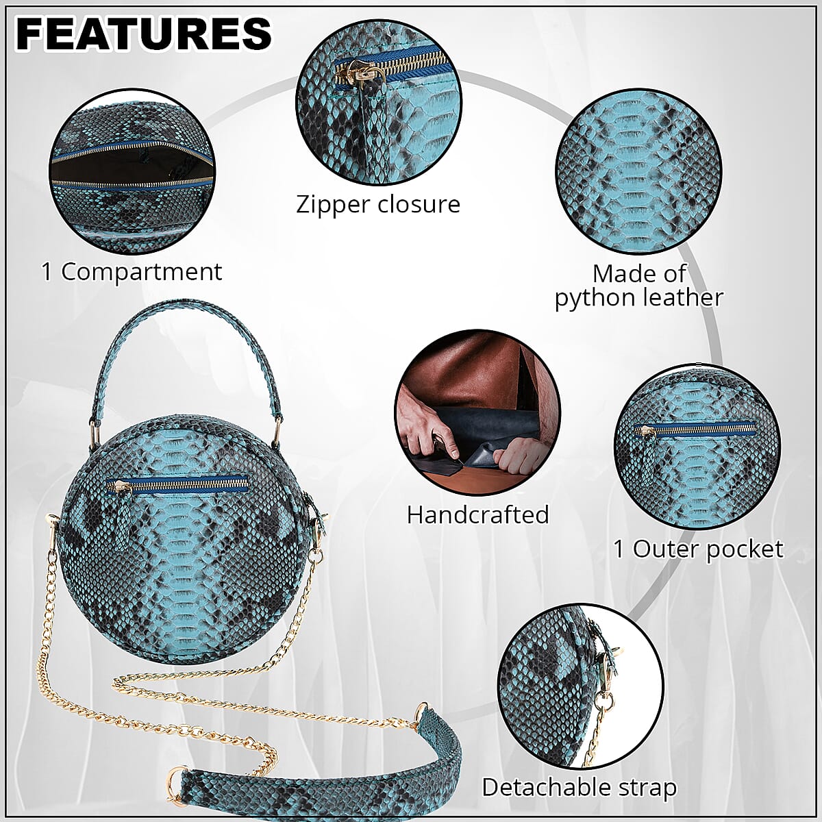 Buy The Grand Pelle Handcrafted Turquoise Genuine Python Leather ...