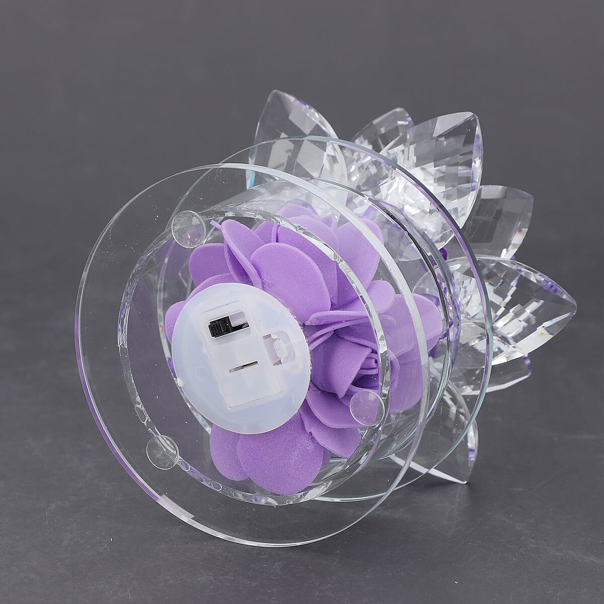 Buy Purple Crystal Lotus Flower in Rotating Base with Multi Color Led ...