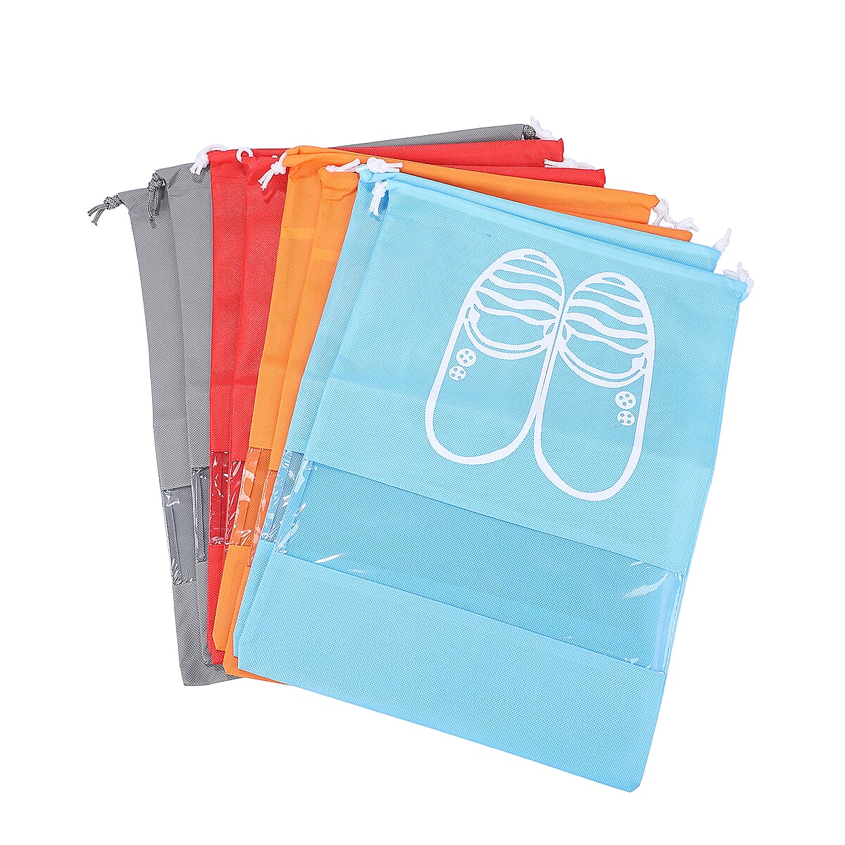 Buy Set of 8 Non-Woven Shoe Bag- Red, Orange, Light Blue, Light Grey at ...