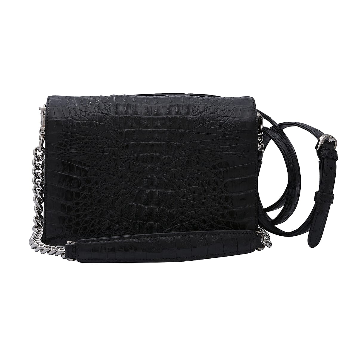 Buy RIVER Brand Closeout, Organic Caiman Crocodile Black Shoulder Bag ...