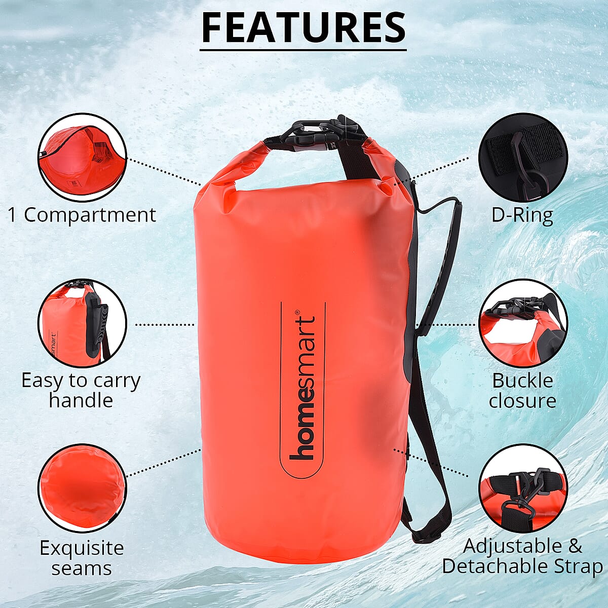 Buy Homesmart Red Waterproof Bag With Roll-Top Closure and Buckle at ...