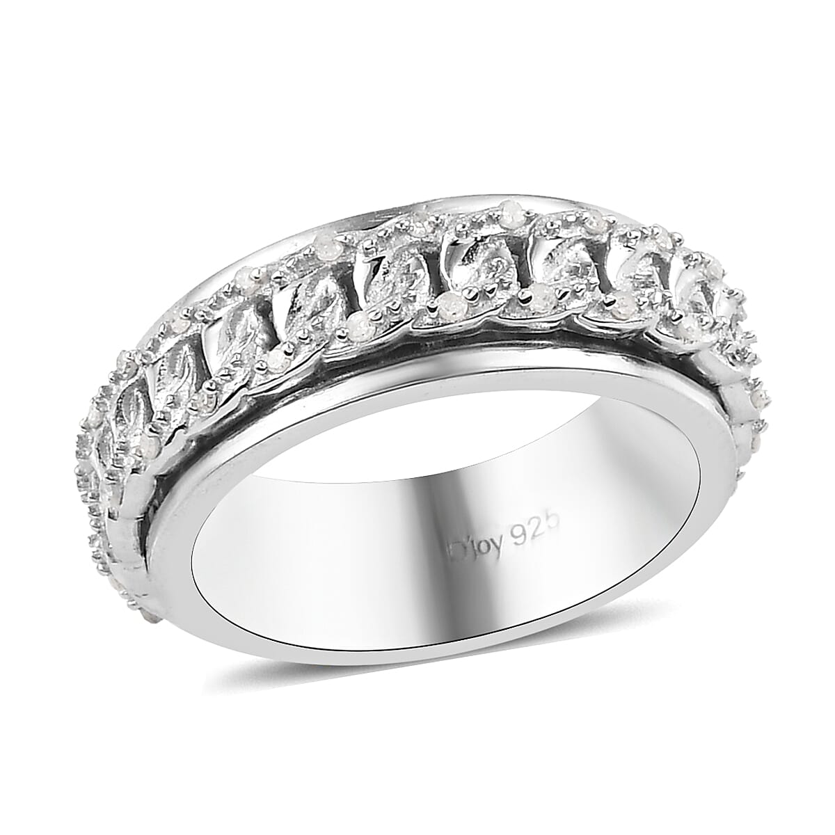 Buy Diamond Spinner Band Ring in Platinum Over Sterling Silver (Size 6. ...
