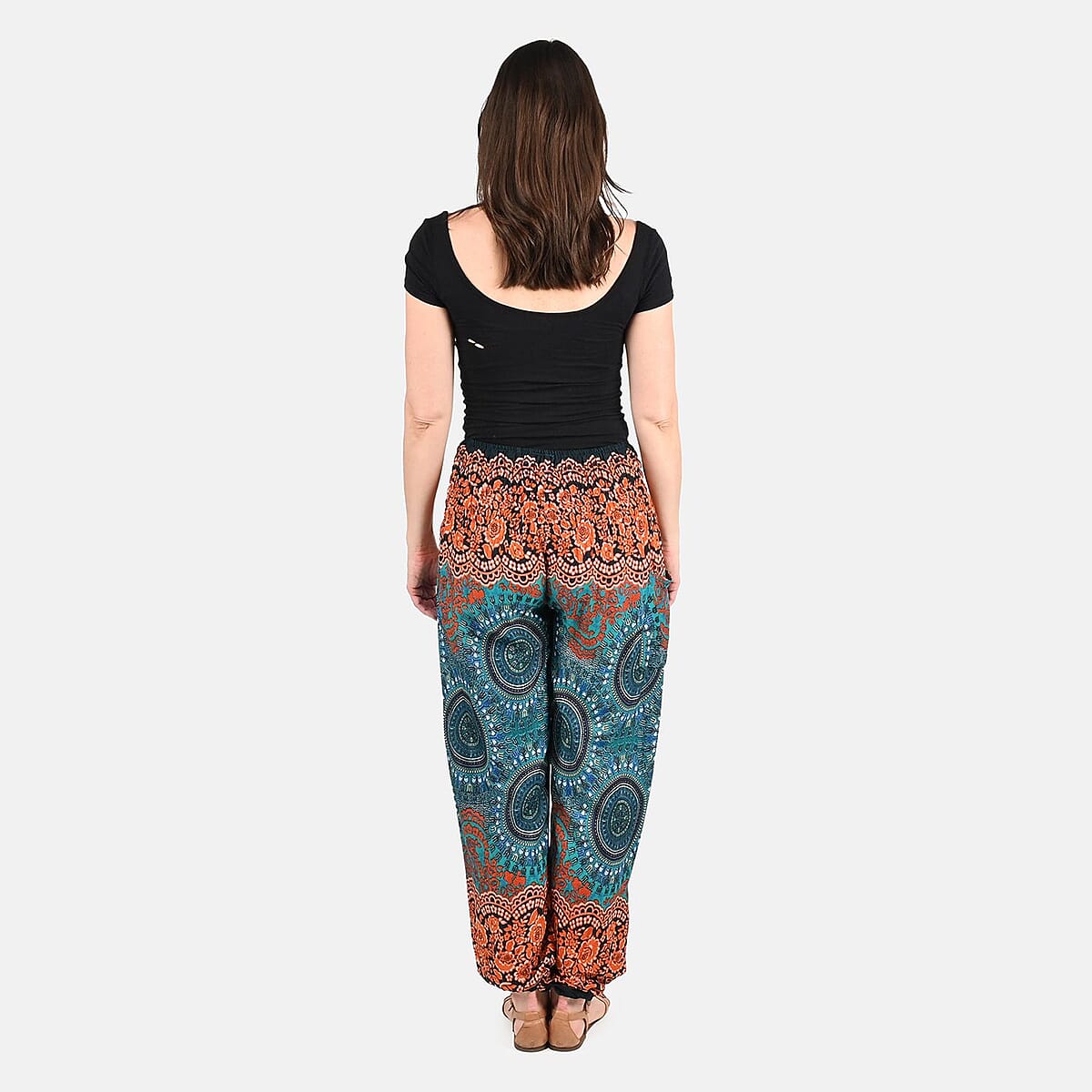 Buy Tamsy Blue Mandala Print Cotton Harem Pant - One Size Fits Most at ...