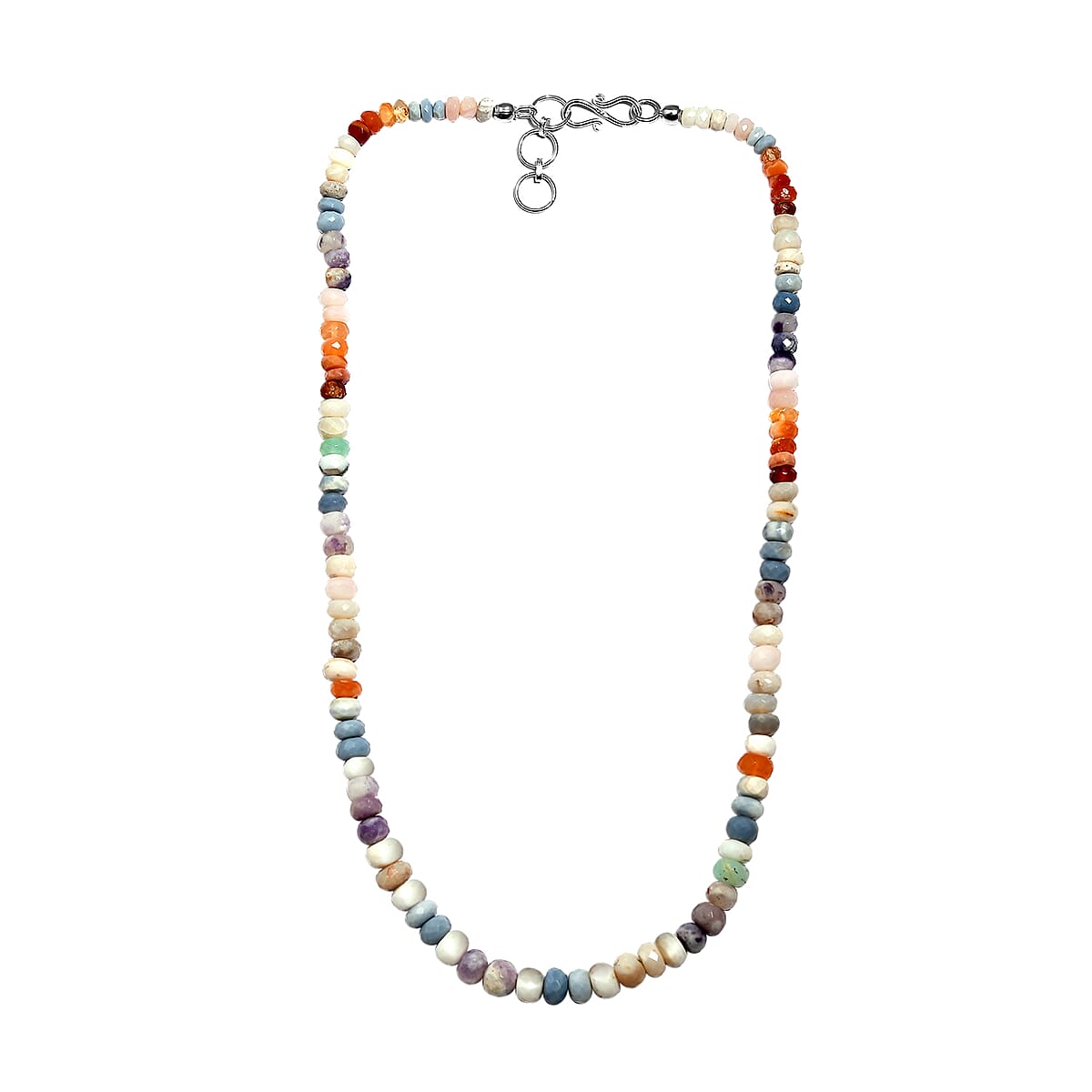Buy Multi Opal 83.15 ctw Beaded Necklace 18-20 Inches in Sterling ...