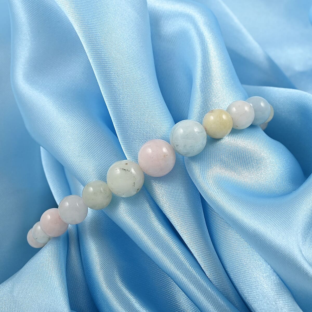 Buy Multi-Beryl Beaded Bracelet in Rhodium Over Stainless Steel (7-9In) 72.00 ctw at ShopLC.