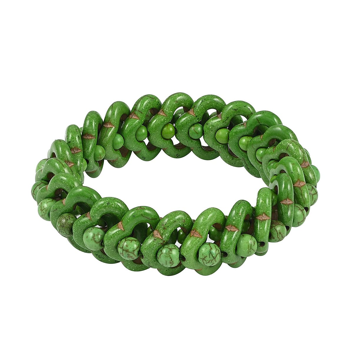 Buy Green Magnesite Beaded Stretch Bracelet 185.00 ctw at ShopLC.