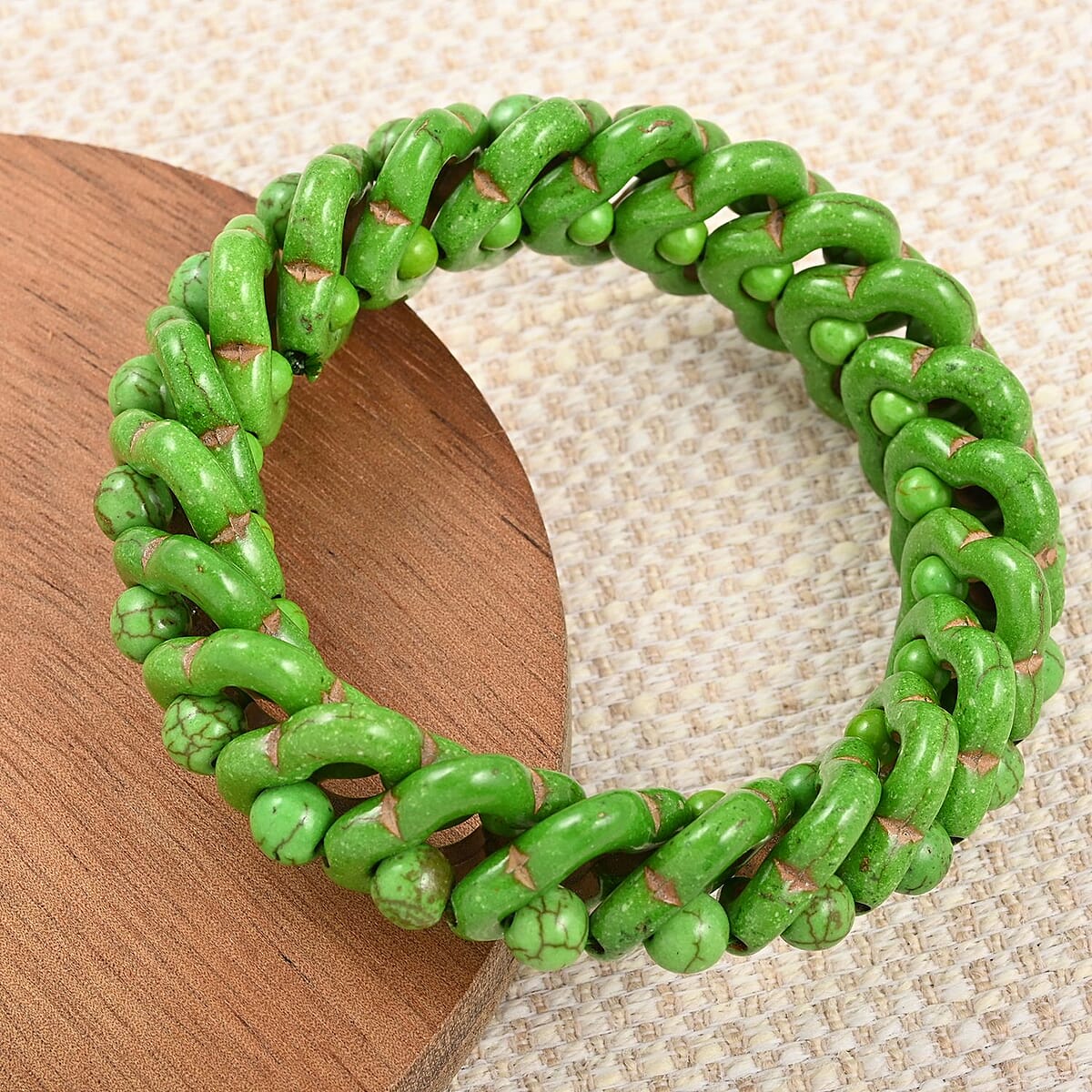 Buy Green Magnesite Beaded Stretch Bracelet 185.00 ctw at ShopLC.