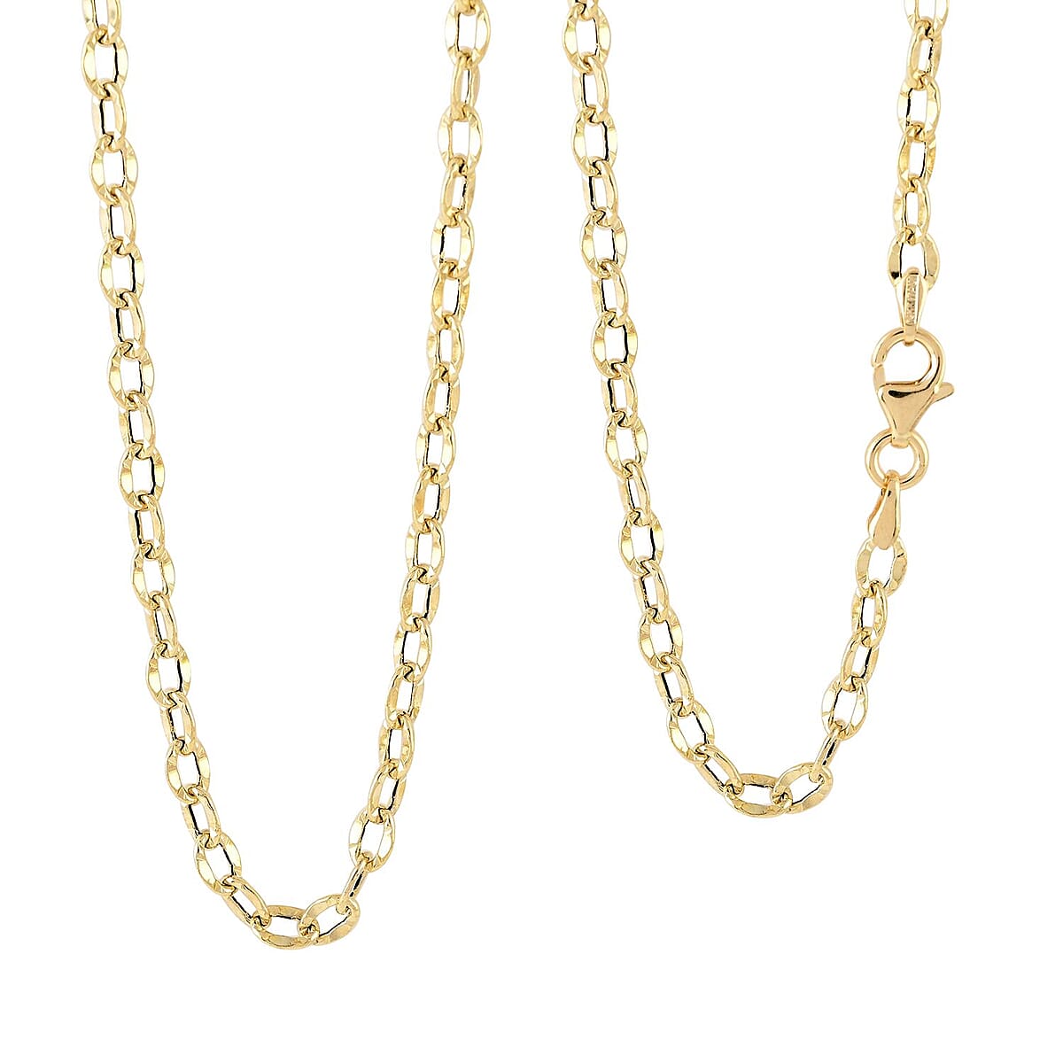 Buy Italian 14K Yellow Gold 4.1mm Diamond-Cut Rolo Necklace 20 Inches 2 ...