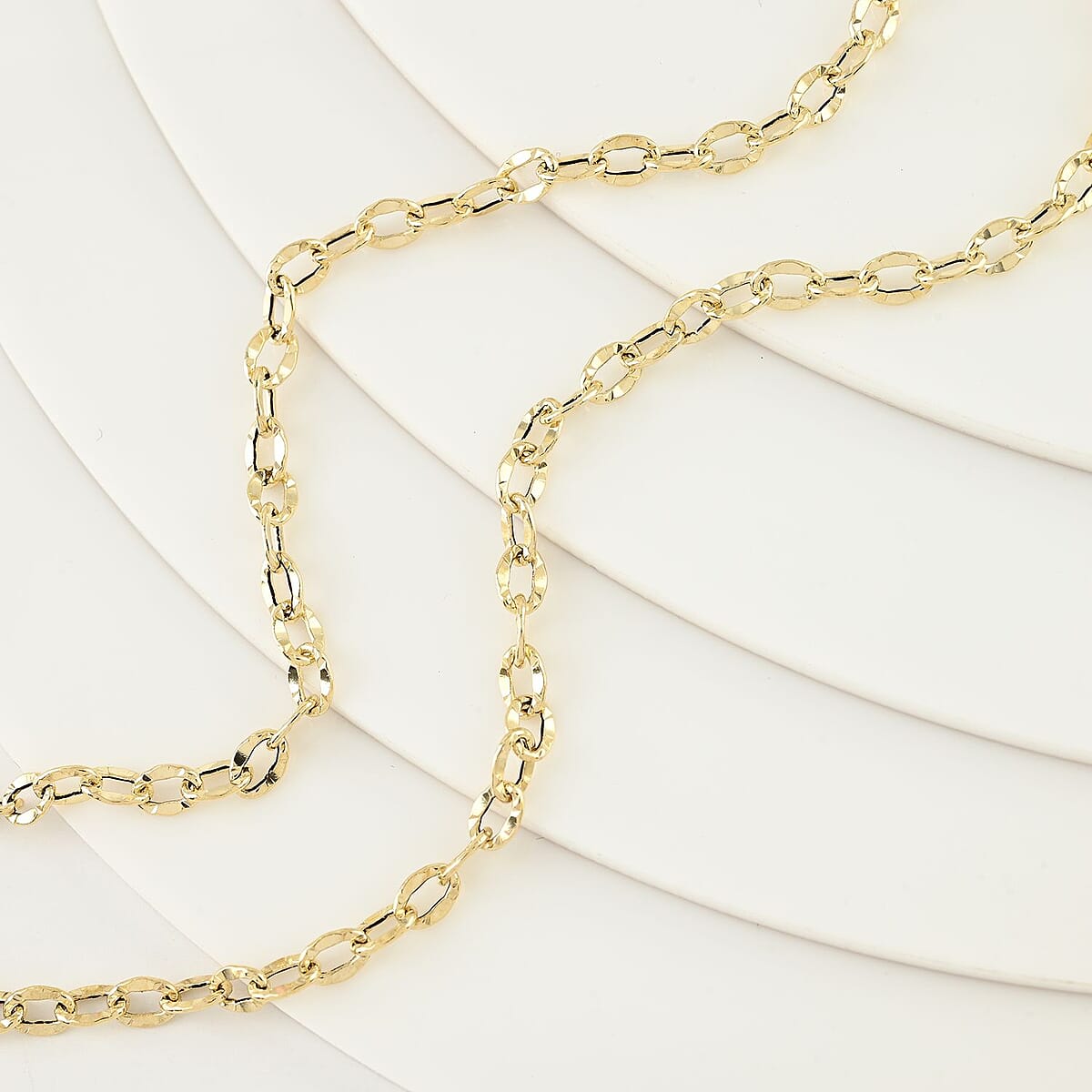 Buy Italian 14K Yellow Gold 4.1mm Diamond-Cut Rolo Necklace 20 Inches 2 ...