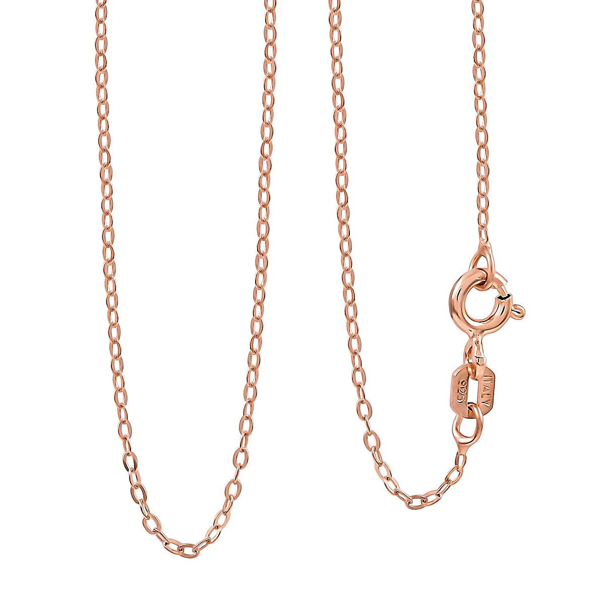 Buy Italian 14K RG Over Sterling Silver 5mm Flat Rolo Chain 18 Inches 0 ...