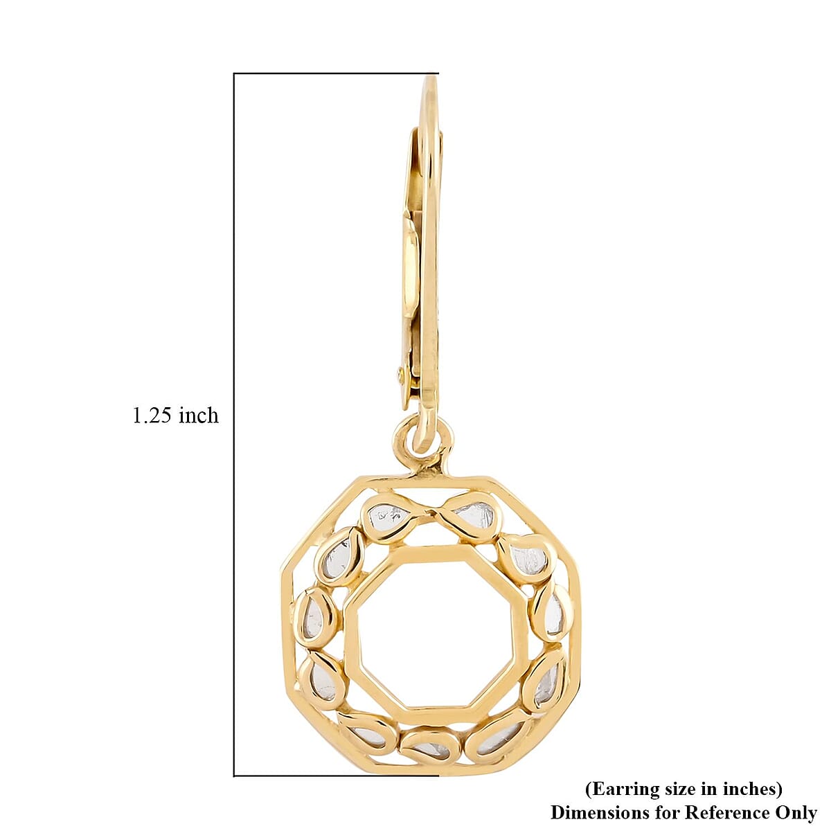 Buy Polki Diamond Octillion Shape Lever Back Earrings in Vermeil Yellow ...