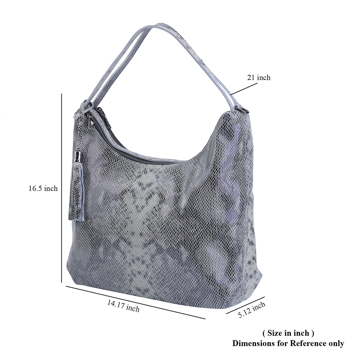 Buy Gray Snake Print Genuine Leather Hobo Bag with Detachable Shoulder ...