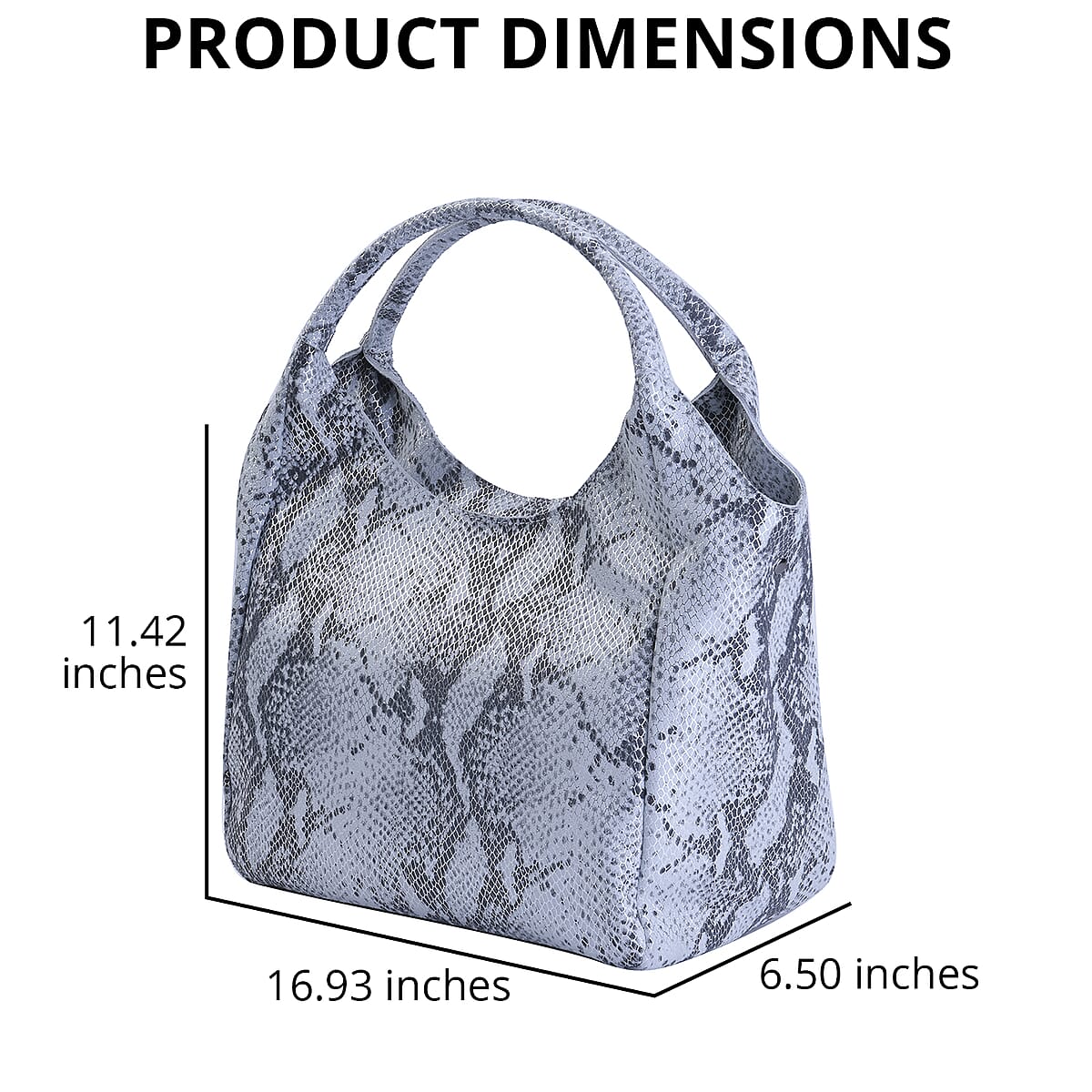 Buy Silver and Black Python Embossed Print Genuine Leather Hobo Bag ...