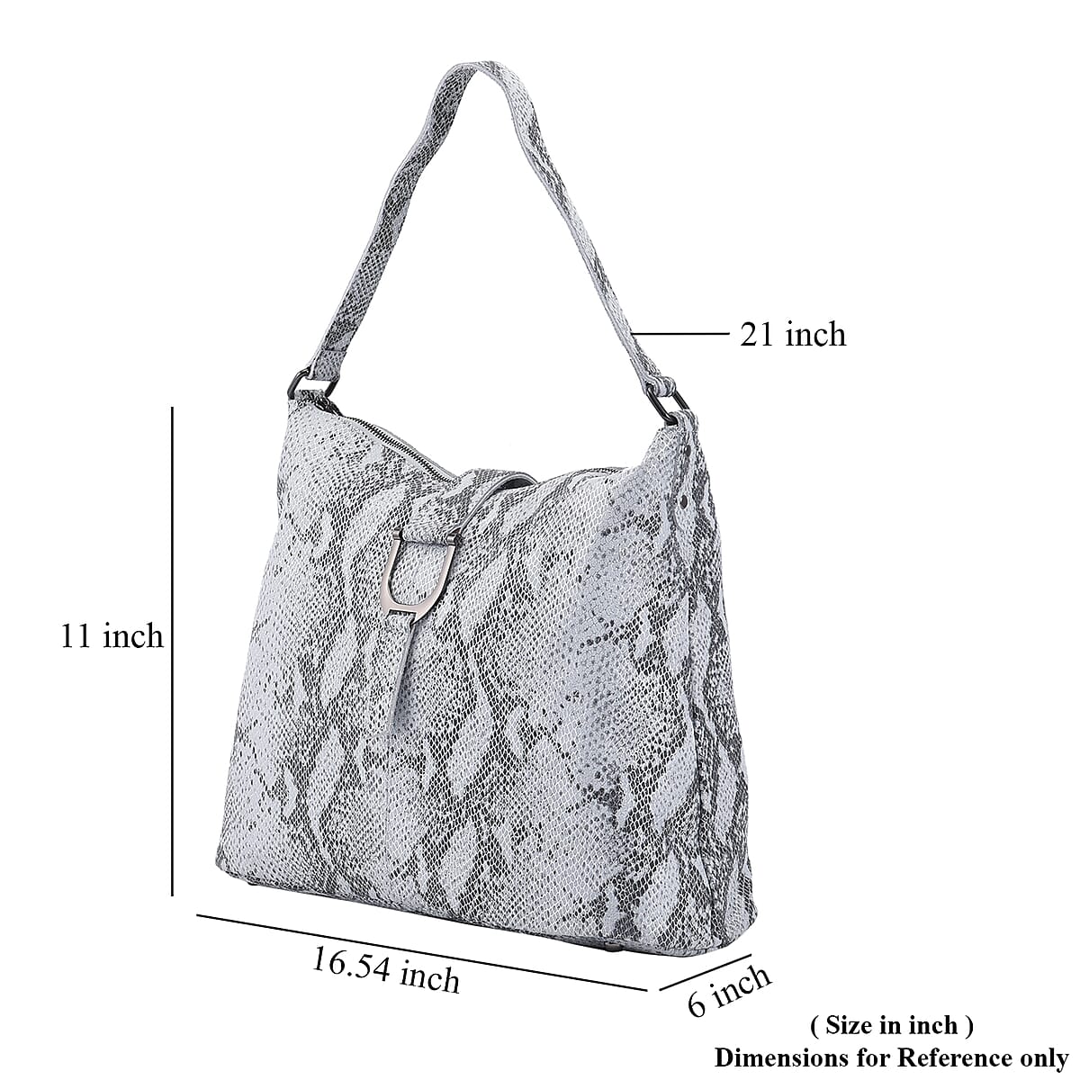 Buy Silver and Black Snake Print Genuine Leather Hobo Bag with ...
