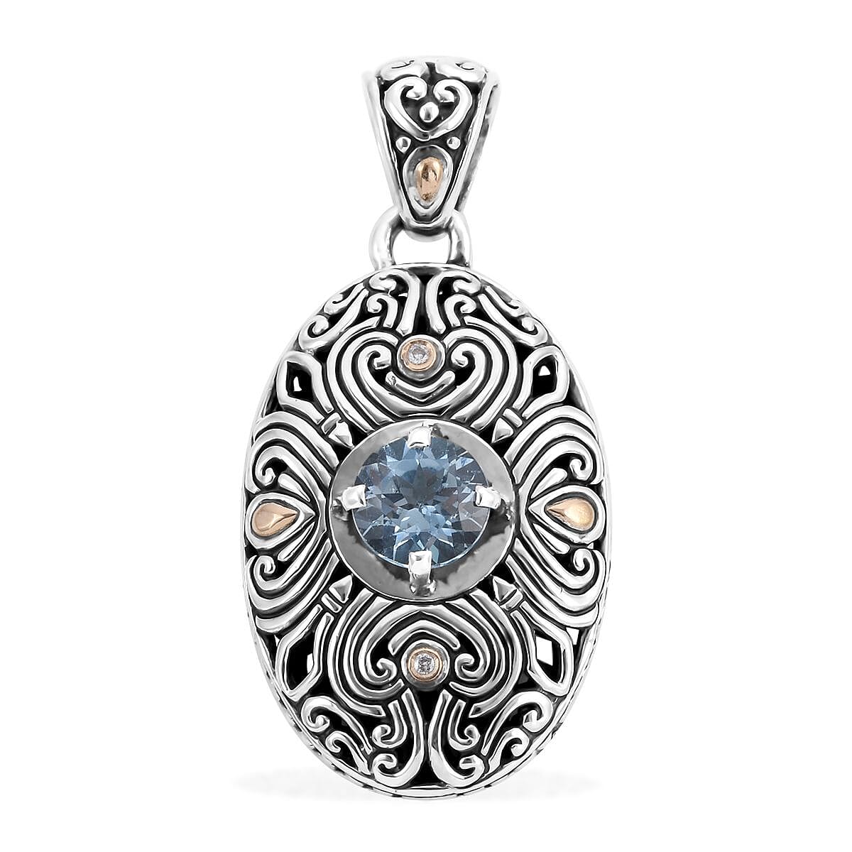 Buy Bali Legacy Sky Blue Topaz and Diamond Pendant in 18K Yellow Gold ...