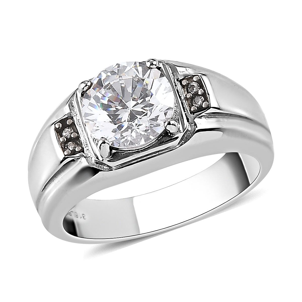 Buy LUSTRO STELLA Made with Finest CZ Men's Ring in Stainless Steel 4. ...