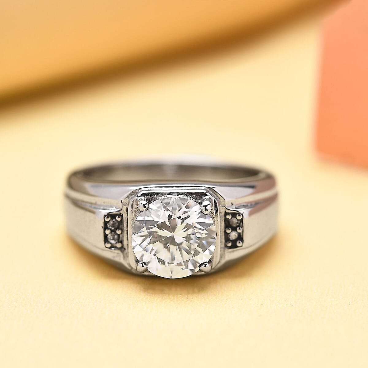 Buy LUSTRO STELLA Made with Finest CZ Men's Ring in Stainless Steel 4. ...