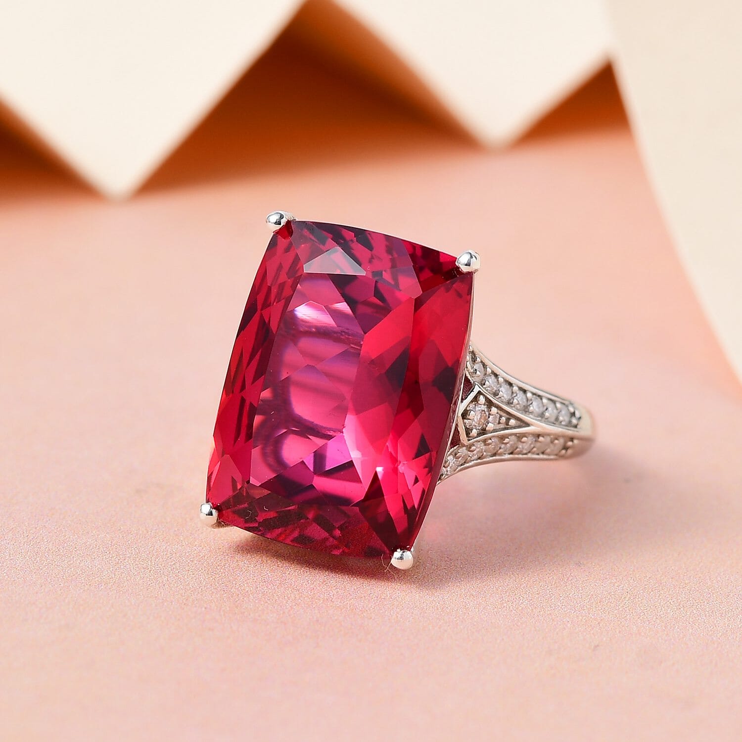 Lab created padparadscha sapphire ring store