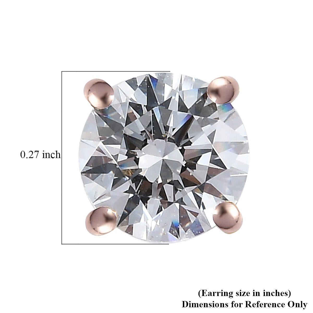 Buy Made with Finest CZ Solitaire Stud Earrings in 14K RG Over Sterling ...