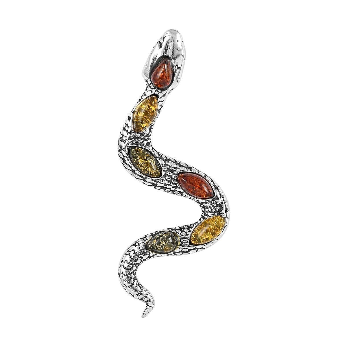 Buy Multi Color Amber Snake Pendant in Sterling Silver at ShopLC.