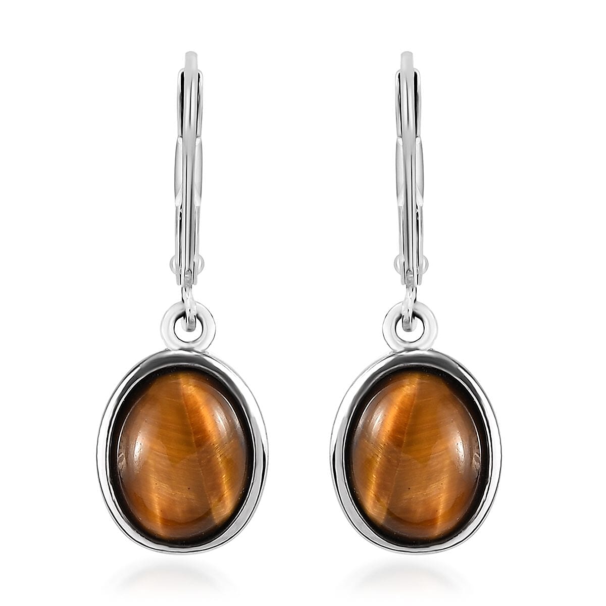 Buy South African Tiger's Eye Earrings in Stainless Steel 6.15 ctw at ...