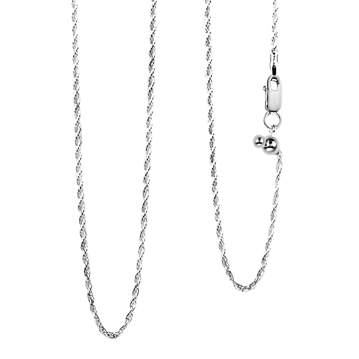 Buy Sterling Silver 0.97mm Rope Chain with Heart Bolo Extender 24 ...