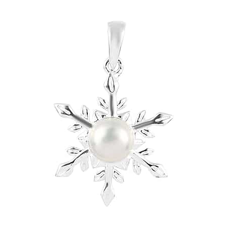 Buy White Freshwater Pearl Snowflake Pendant in Sterling Silver at ShopLC.