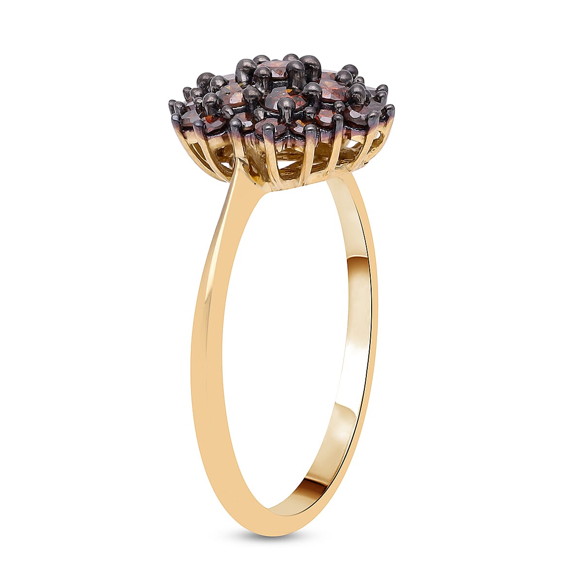 Buy Red Diamond Cluster Ring in Rhodium & Vermeil Yellow Gold Over ...