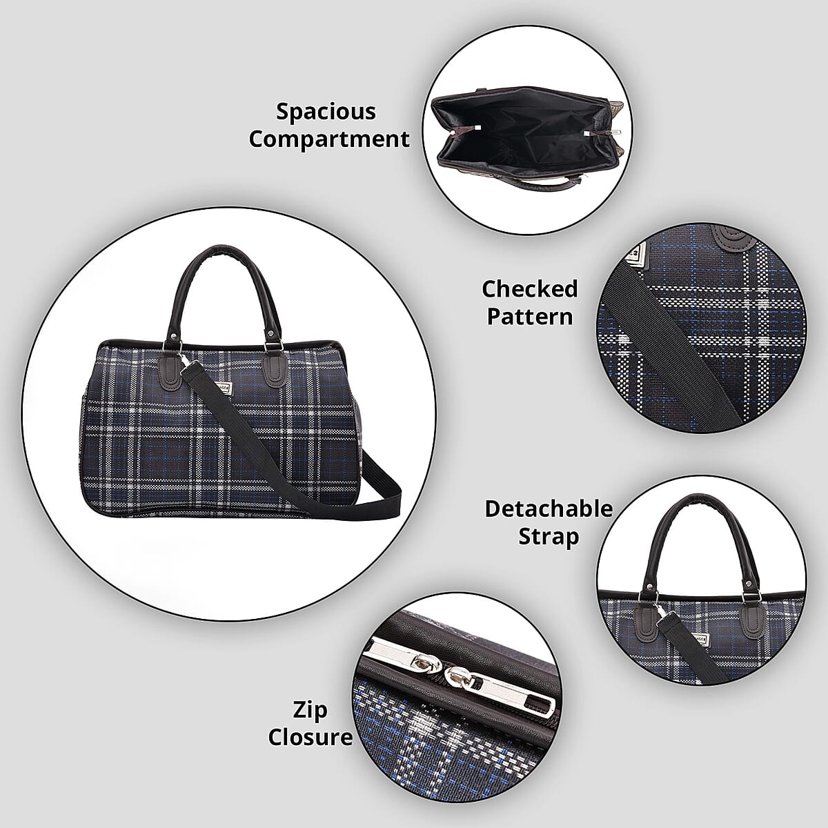 Buy Passage Black Checkered Print Travel Bag with 43 Inches Shoulder ...