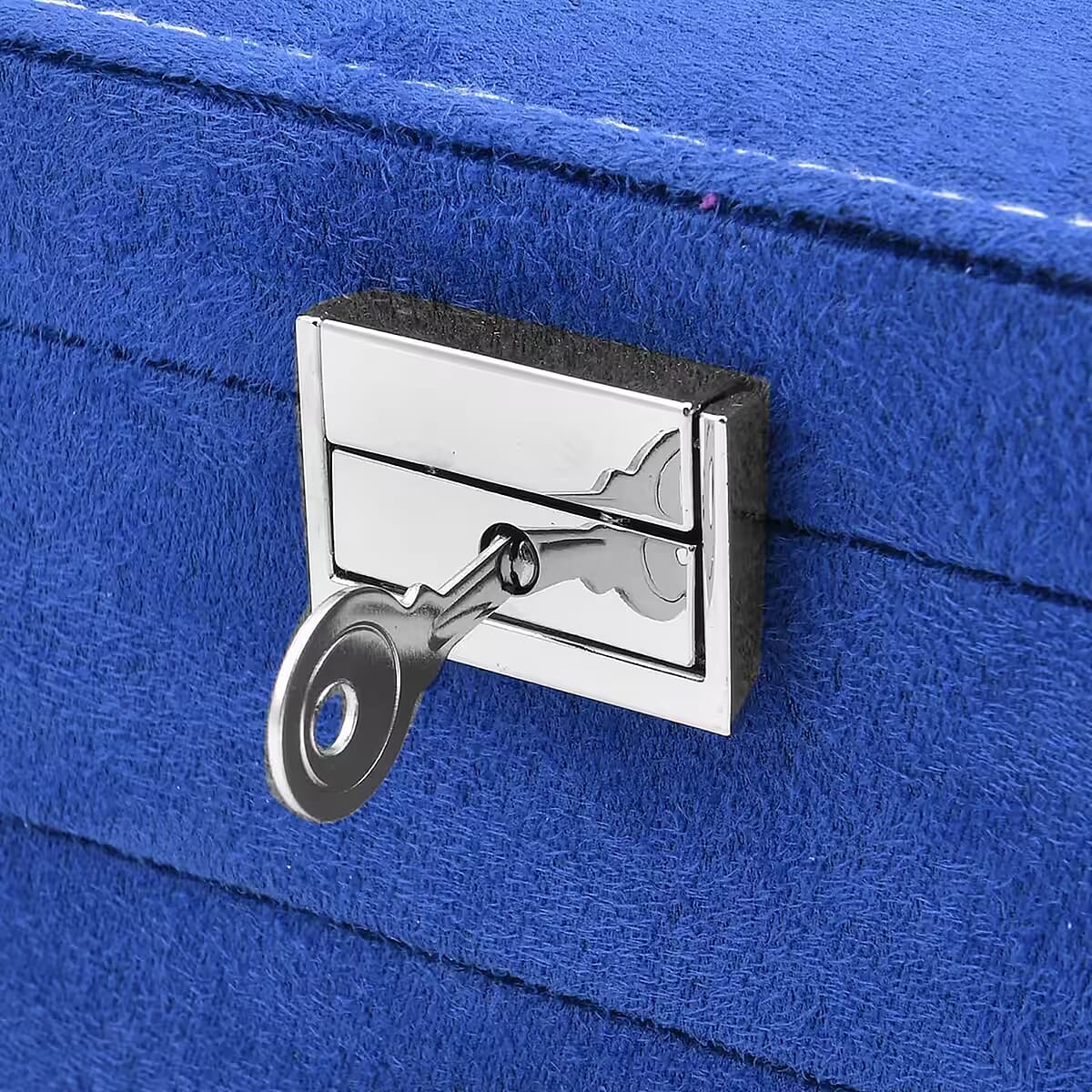 Buy Blue Velvet 2 Tier Jewelry Box with Lock and Key at ShopLC.