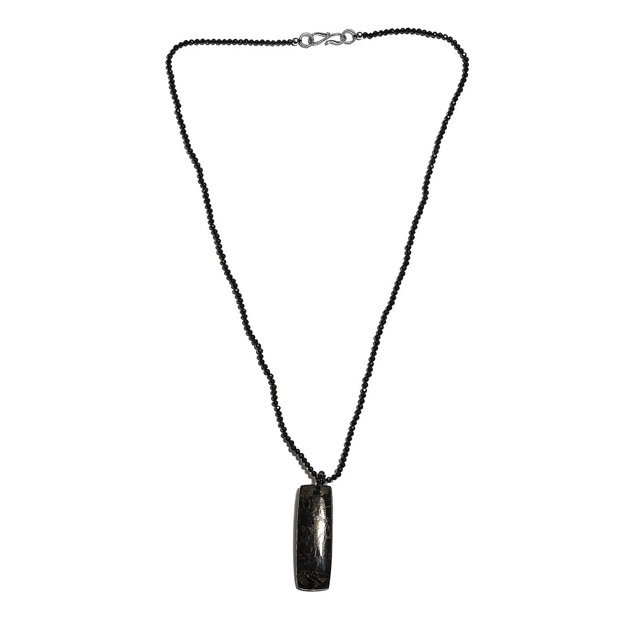 Buy Matrix Silver Shungite Pendant with Beaded Thai Black Spinel ...