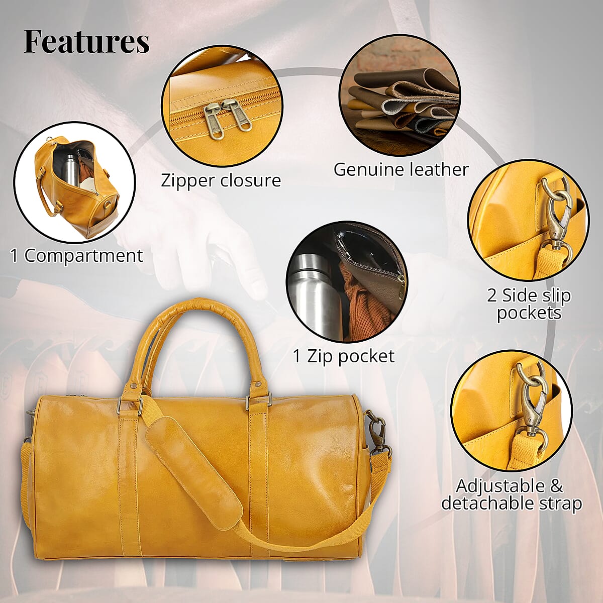 Buy Genuine Leather Duffle Bag , Tan Duffle Bag , Travel Leather Bag ...