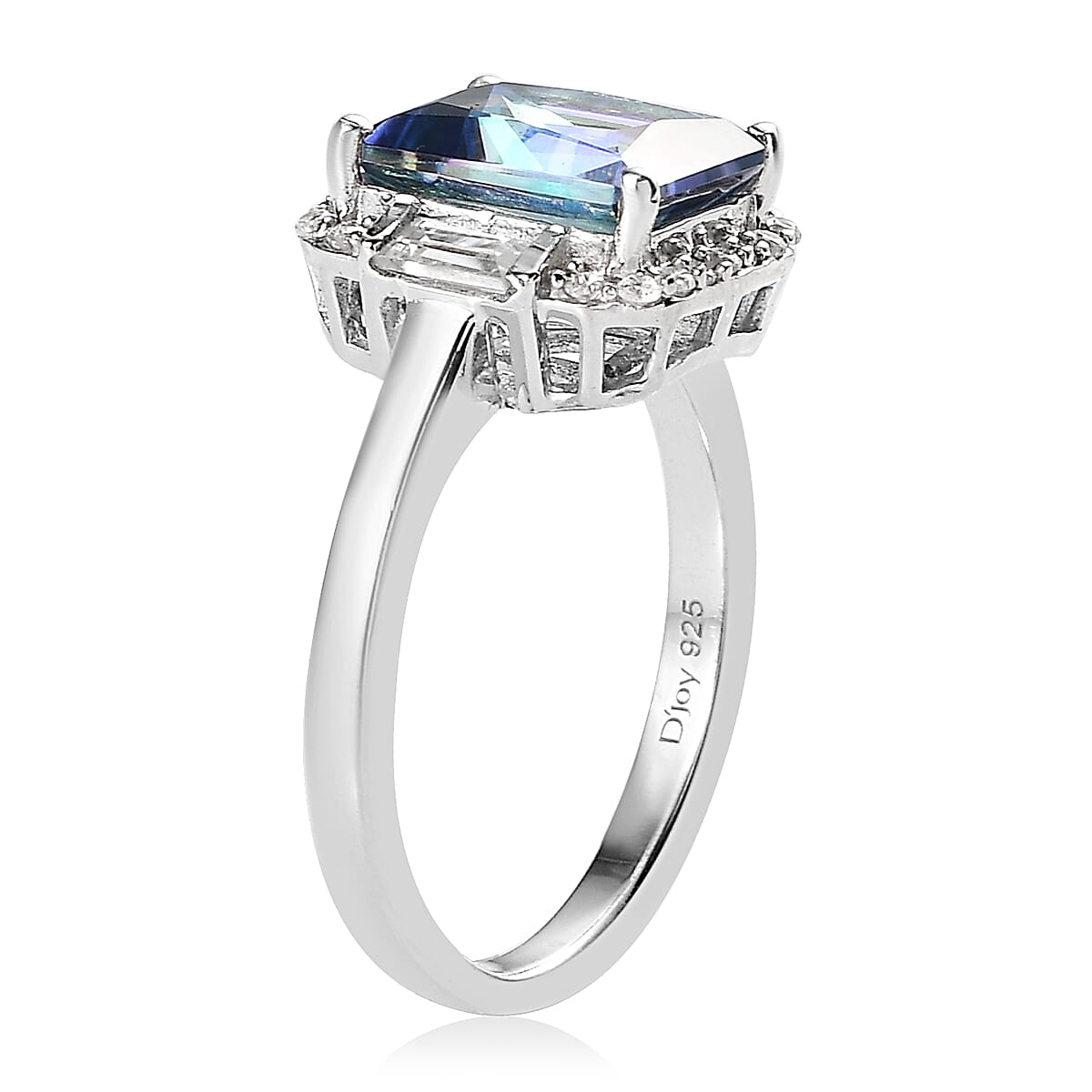 Buy Brazilian Blue Petalite and Natural White Zircon Ring in Platinum ...