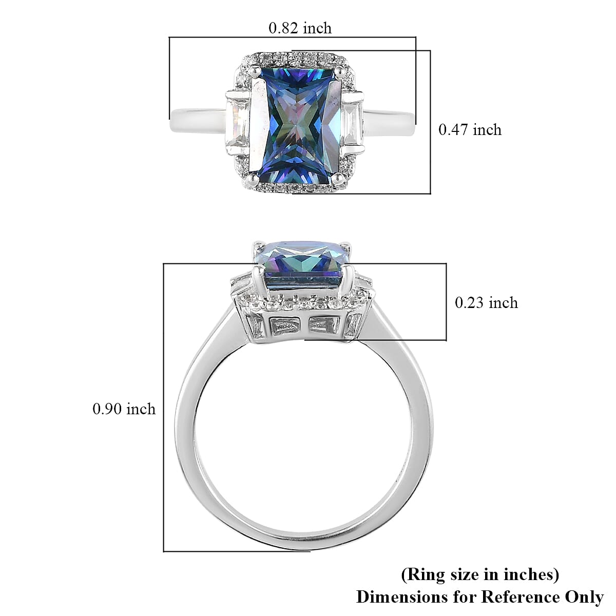 Buy Brazilian Blue Petalite and Natural White Zircon Ring in Platinum ...