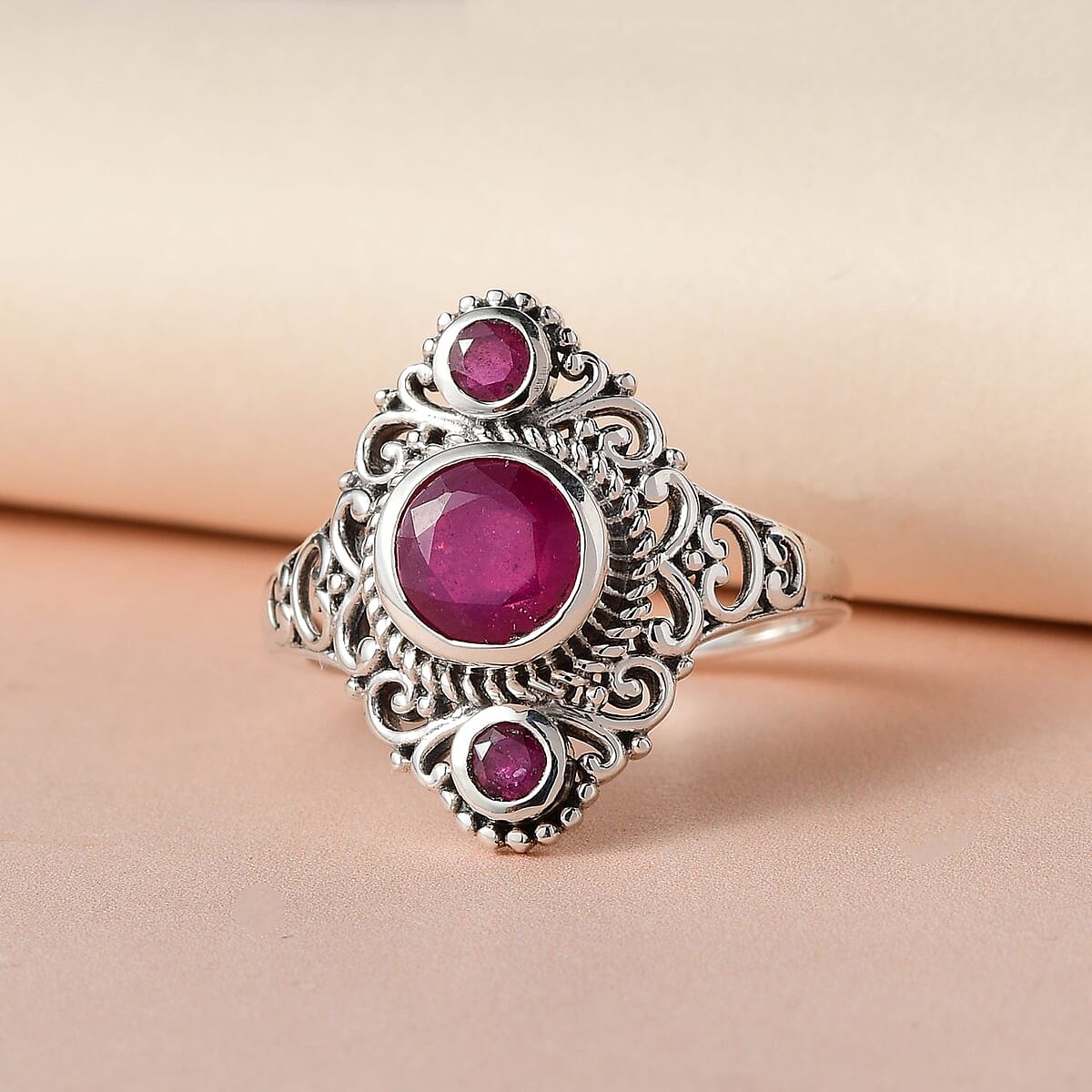 Buy Artisan Crafted Niassa Ruby (FF) Elongated Ring in Sterling Silver ...
