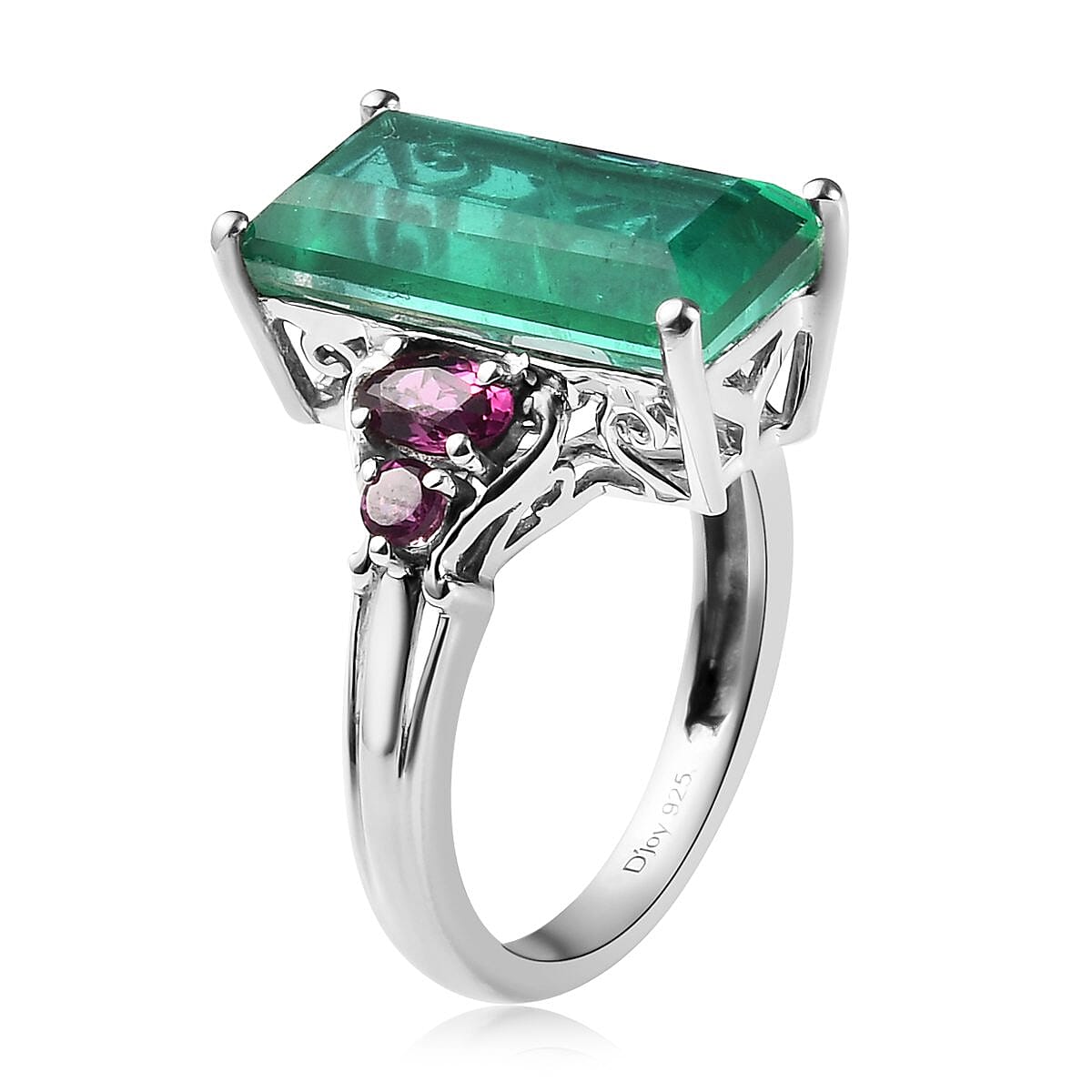 Buy Emeraldine Quartz (Triplet) and Orissa Rhodolite Garnet Ring in ...