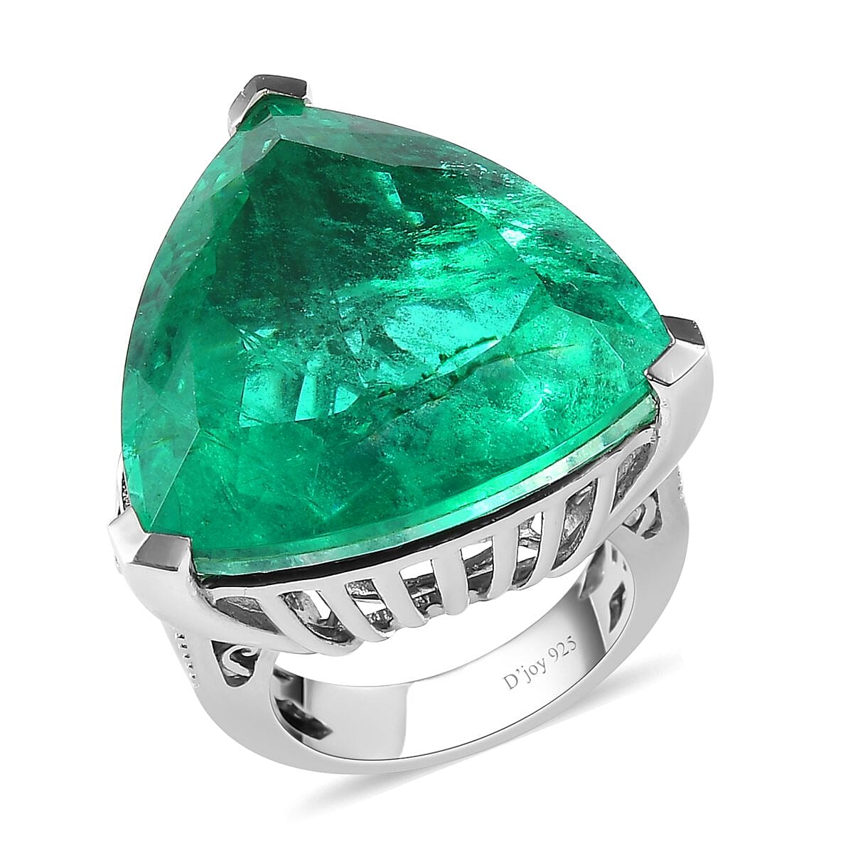 Buy One Time Only Emeraldine Quartz Ring in Platinum Over Sterling ...