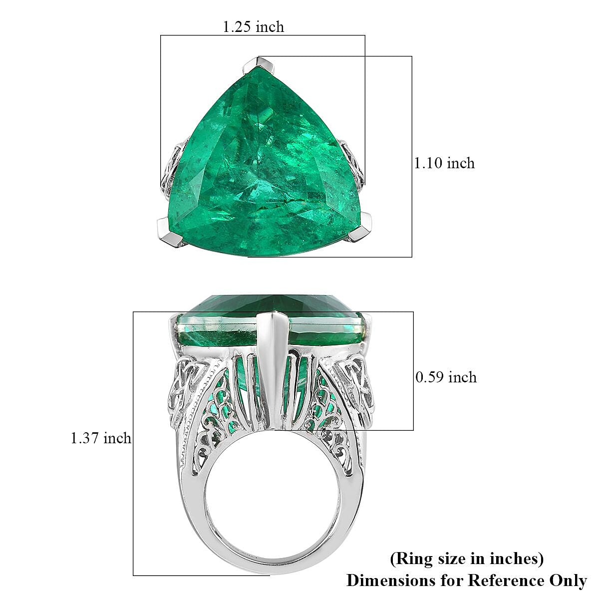 Buy One Time Only Emeraldine Quartz Ring in Platinum Over Sterling ...