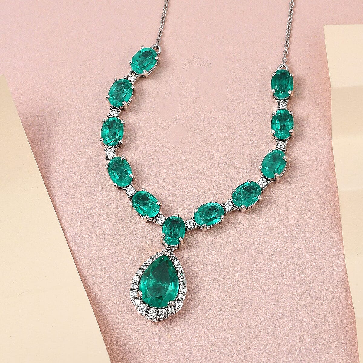 Buy Emeraldine Quartz (Triplet) and White Zircon Necklace 20 Inches in ...