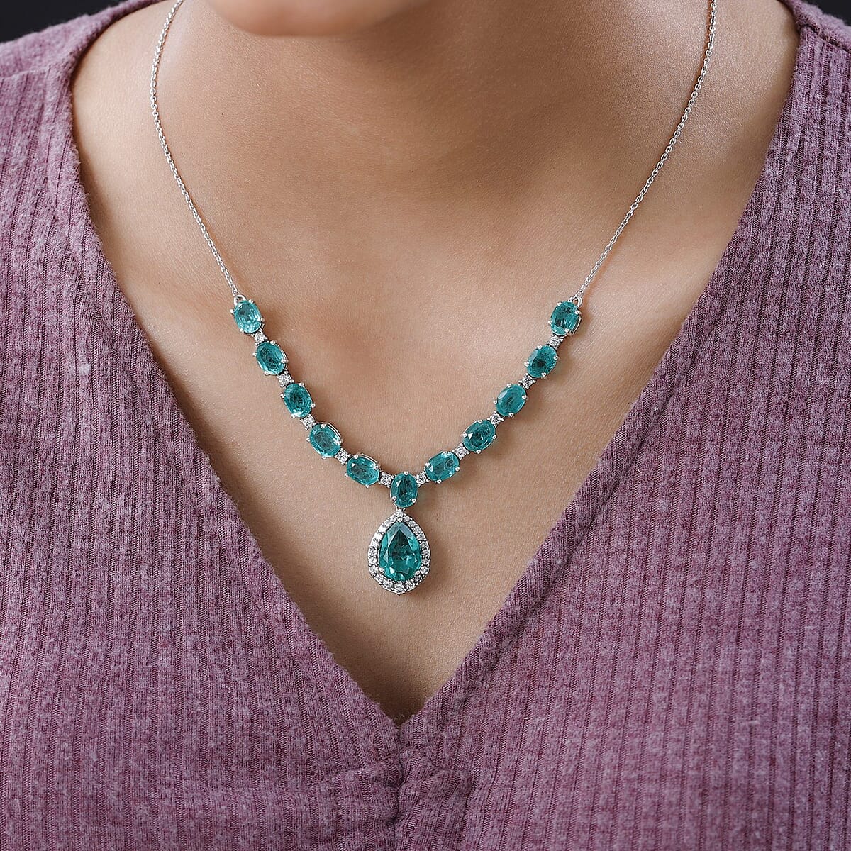 Buy Emeraldine Quartz (Triplet) and White Zircon Necklace 20 Inches in ...